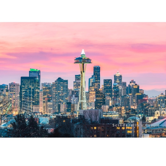 Scinderella's Photography | Wall Decor | Seattle Skyline Pink Sky ...